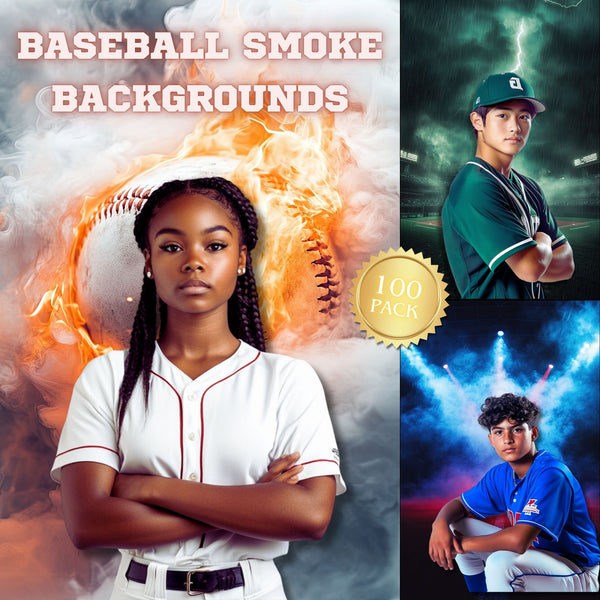 100 Baseball Smoke Sports Background Bundle – Game Day Creators